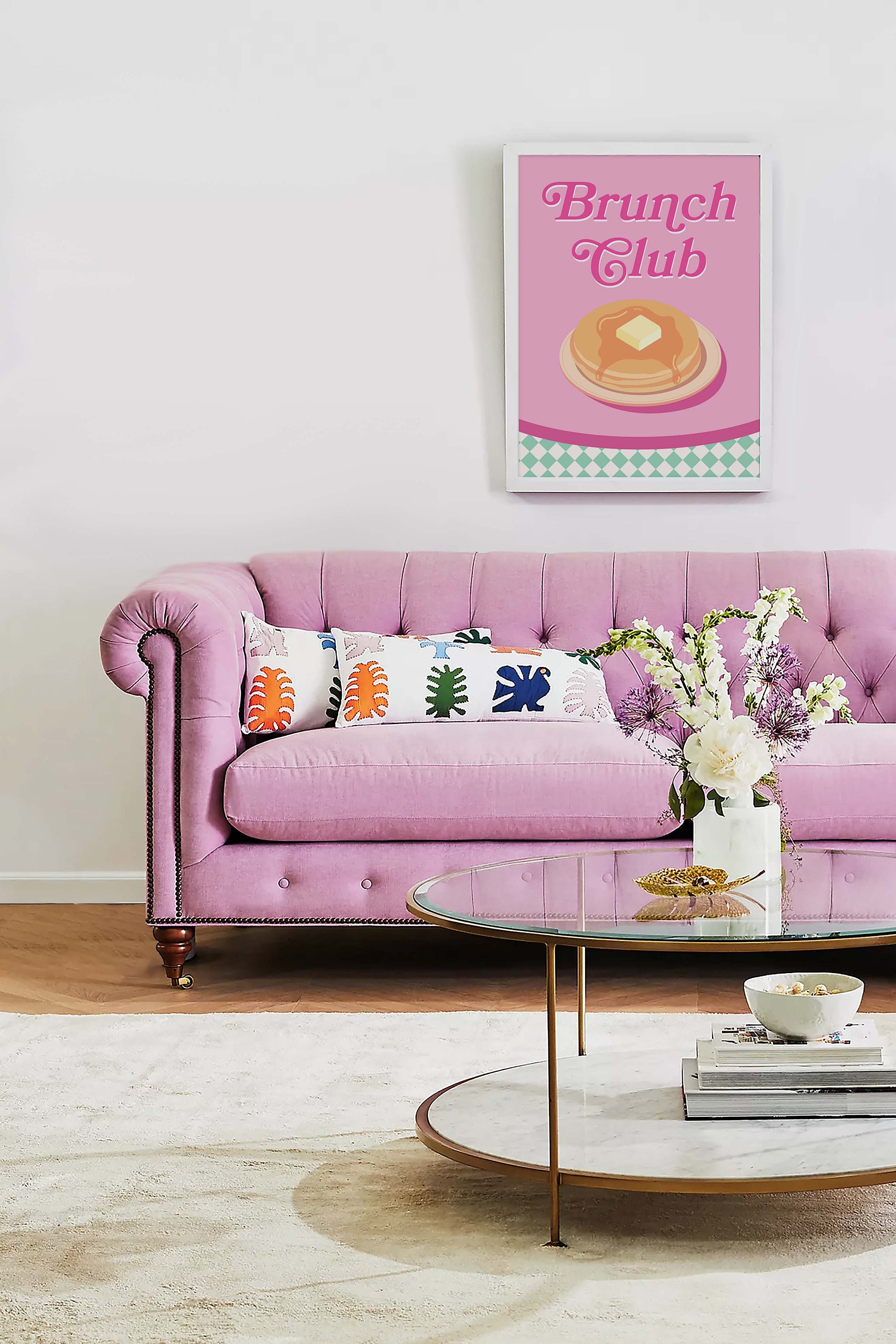 Brunch Club Print Digital Art Download Pink Kitchen Food - Etsy