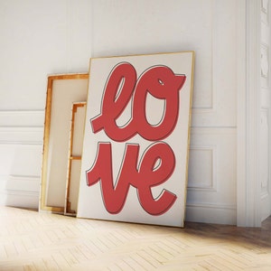 Love Print | Digital Art Download | Valentine's Day Decor | Red Wall ...