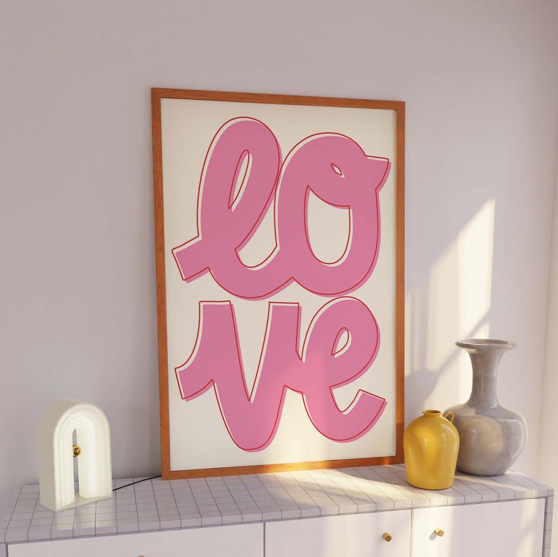 Love Print | Digital Art Download | Valentine's Day Decor | Pink Wall ...