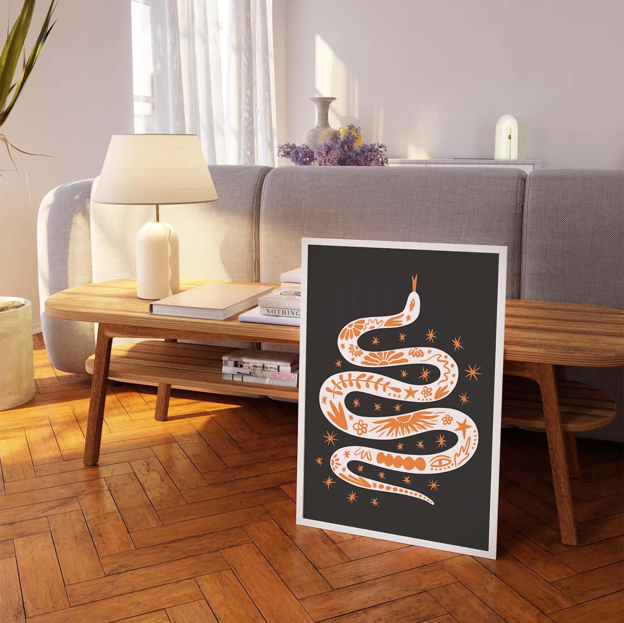 Magic Snake Print | Digital Art Download | Black and Orange Halloween ...