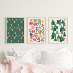 Christmas Gallery Wall, Digital Art Download, 10 Printables, Trendy ...