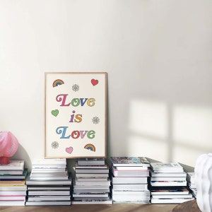 Love is Love Print Digital Art Download Retro Pride Printable Art Cute ...