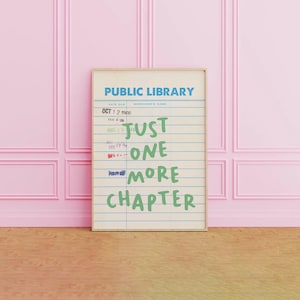 Just One More Chapter Print, Digital Art Download, Cute Book Nook Decor ...