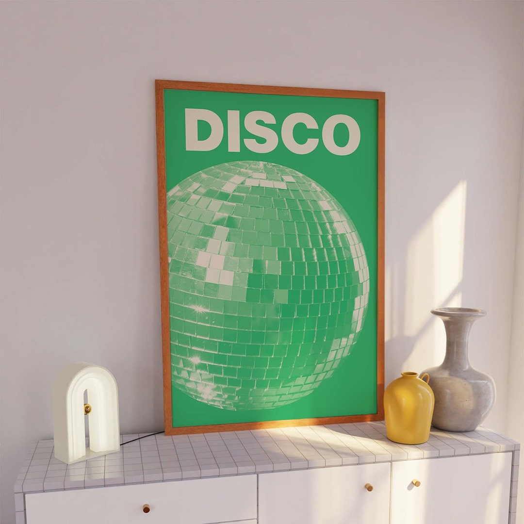Green Disco Print | Digital Art Download | Green Disco Ball Exhibition ...