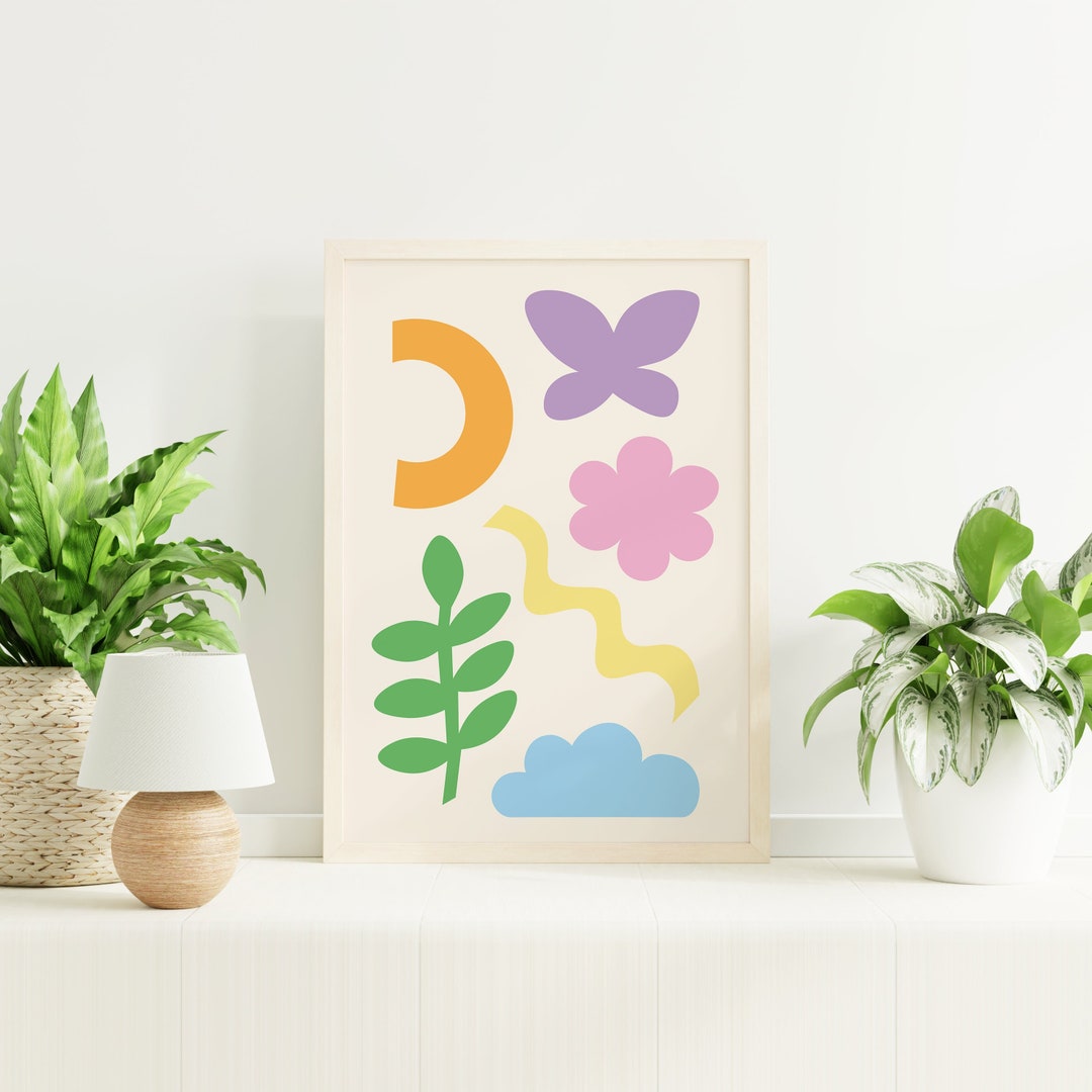 Cute Abstract Shapes Print | Digital Art Download | Colorful Floral ...