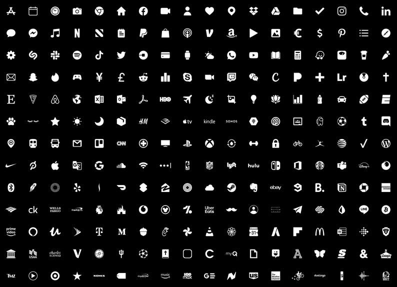 Ios Black App Icons 230 Dark Minimal Ios 14 Modern Icon | Etsy