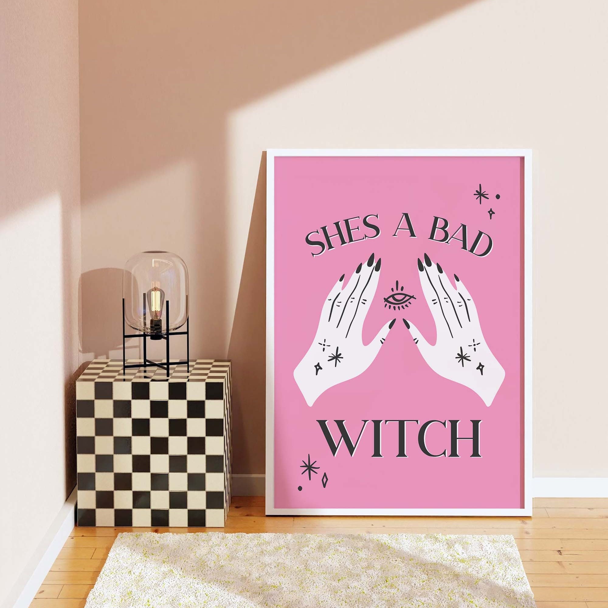 Shes A Bad Witch Print | Digital Art Download | Cute Pink Gothic ...