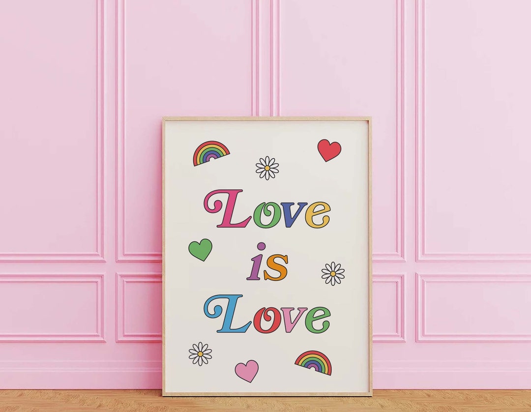 Love is Love Print | Digital Art Download | Retro Pride Printable Art ...