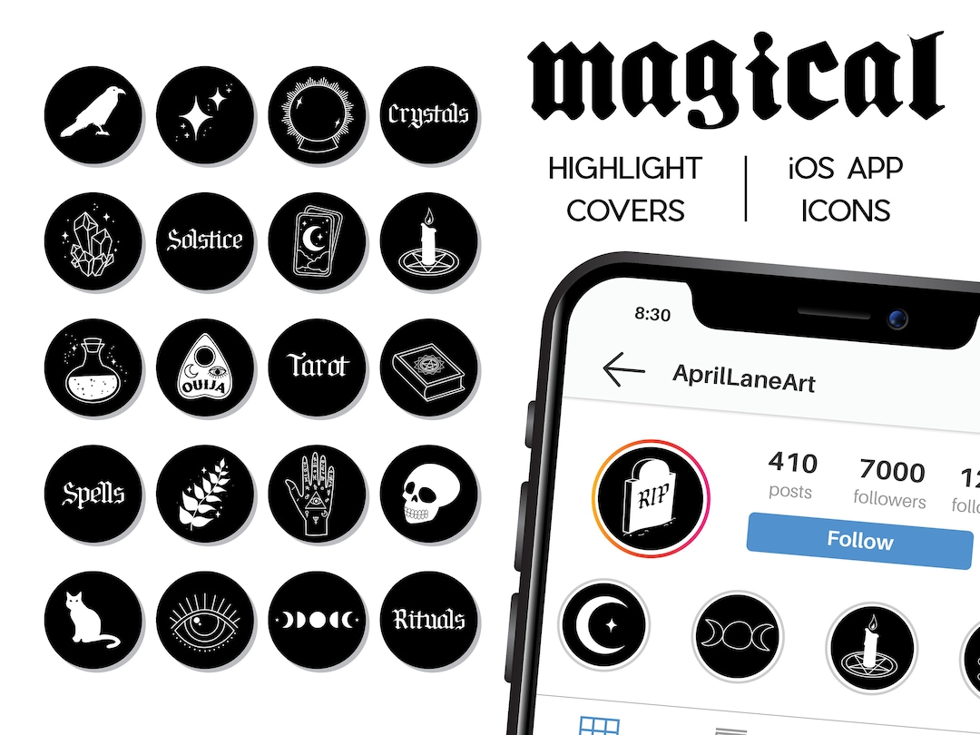 42 Magical Instagram Highlight Covers | Hand Drawn Occult Witch ...
