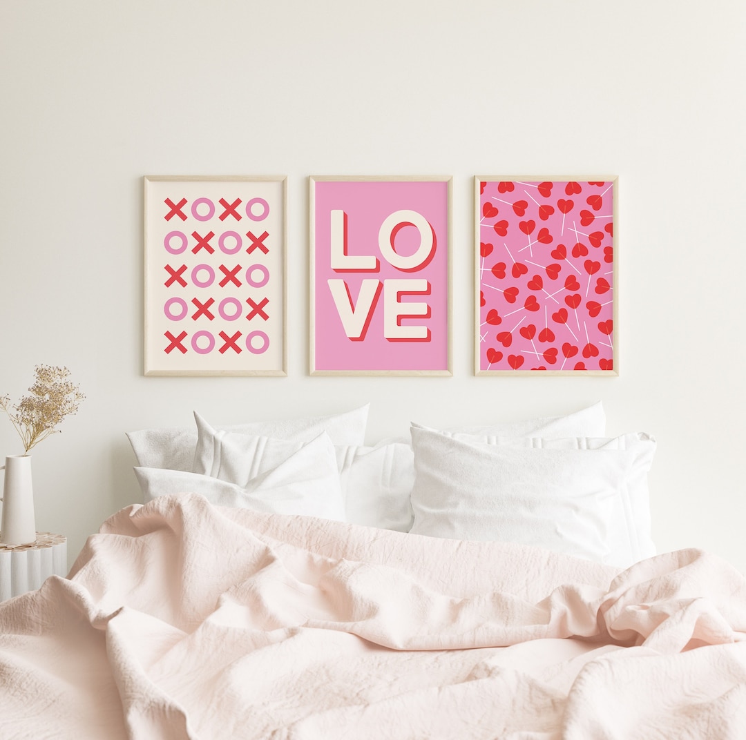 Set of 3 Valentine's Day Gallery Wall | Digital Art Download | Cute ...