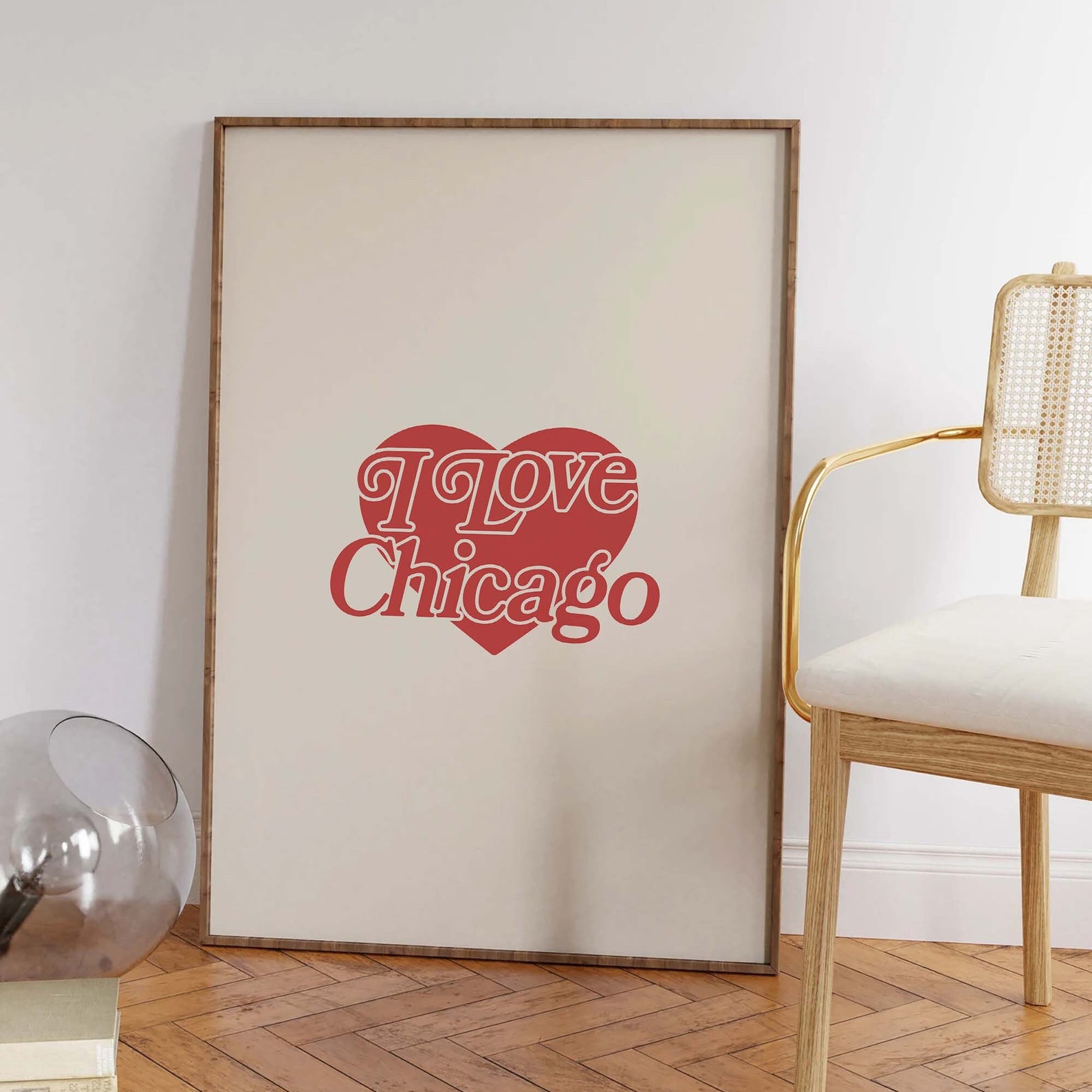 I Love Chicago Print | Digital Art Download | Retro Red Heart Print ...
