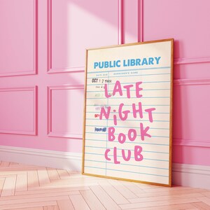 Late Night Book Club Print, Digital Art Download, Cute Book Nook Decor ...