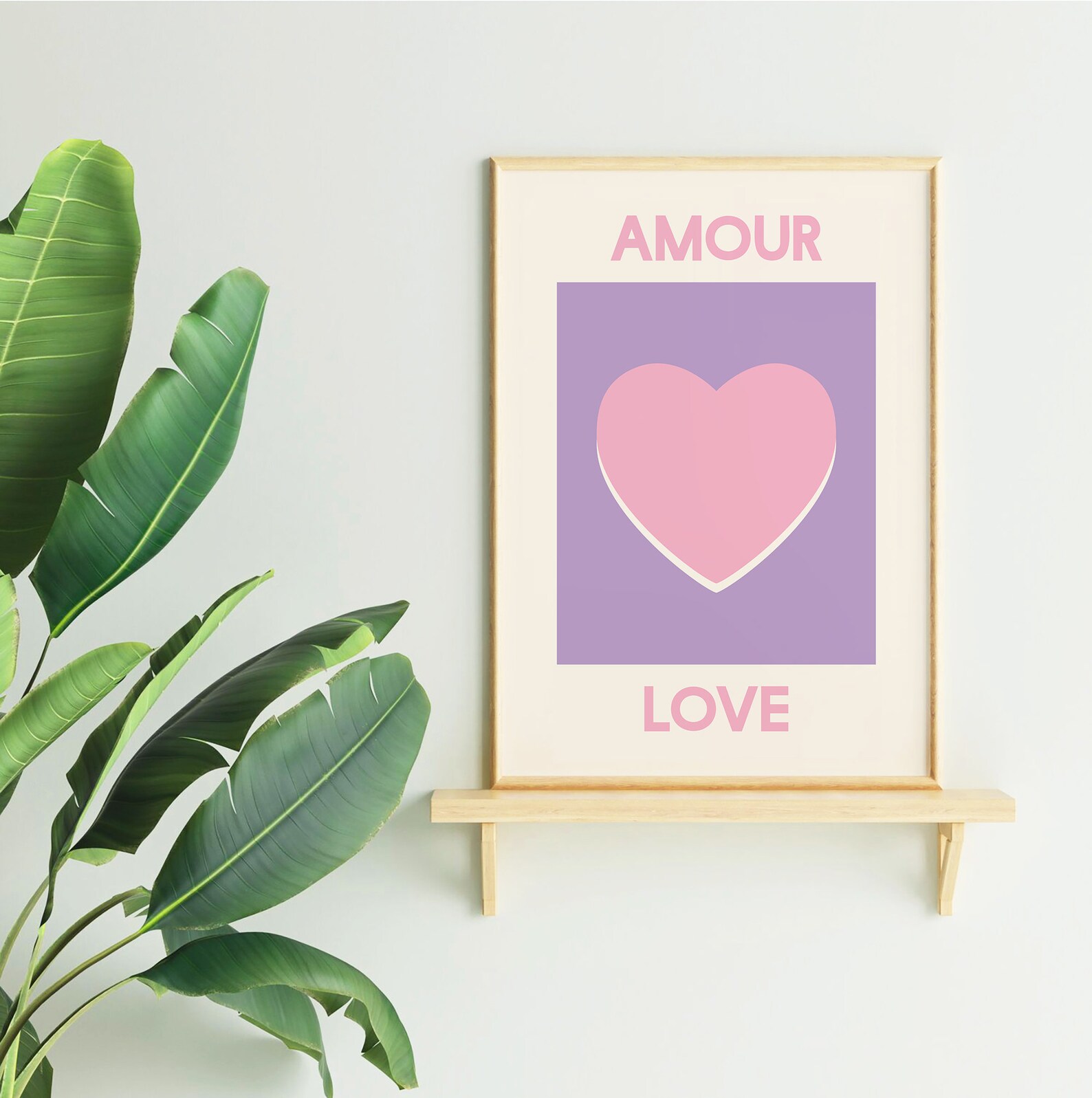 Amour Love Print | Digital Art Download | Pink and Purple Heart ...