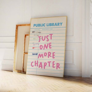 Just One More Chapter Print, Digital Art Download, Cute Book Nook Decor ...