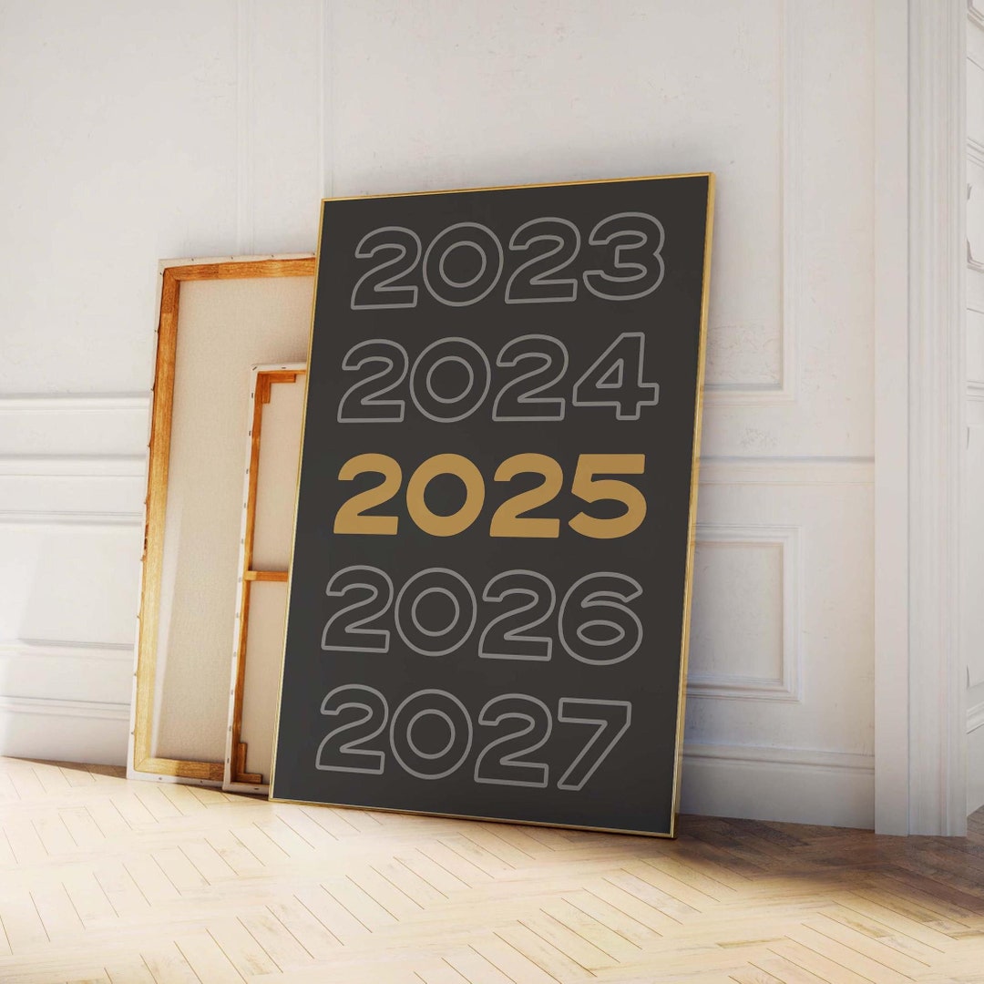 2025 New Year Print, Digital Art Download, Black and Gold New Year's ...
