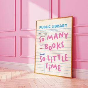 So Many Books Print, Digital Art Download, Cute Book Nook Decor, Trendy ...