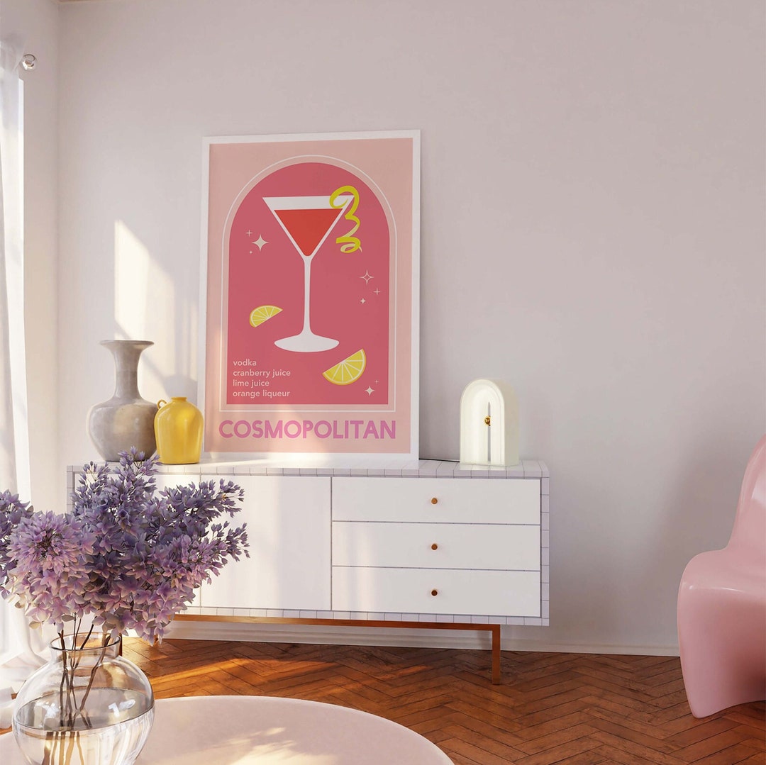 Cosmopolitan Cocktail Print Digital Art Download Cute Red Cosmo ...