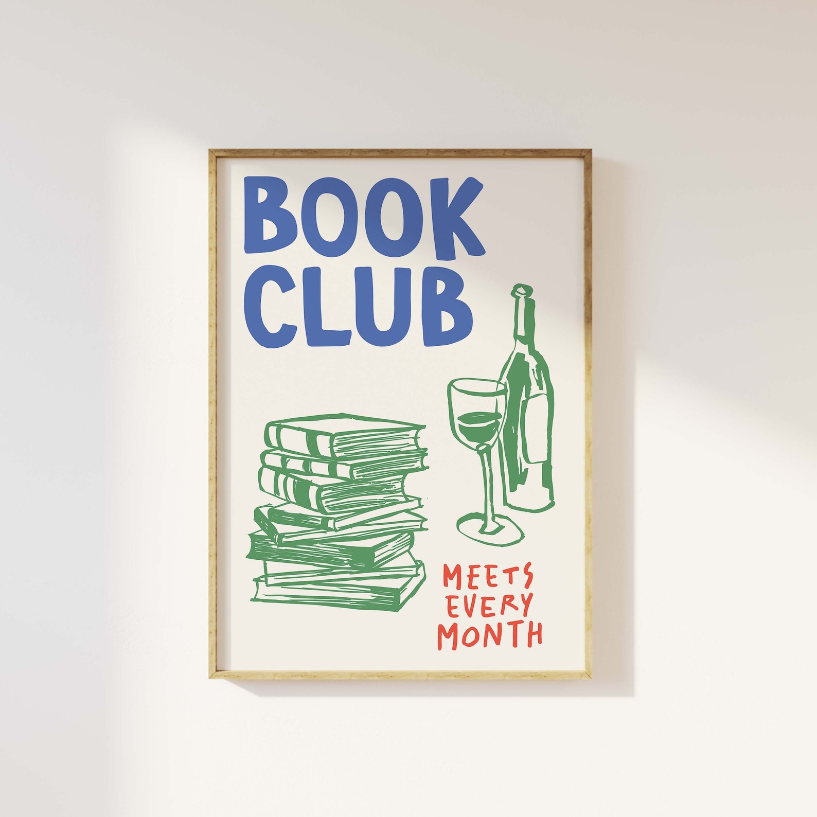 Book Club Print, Digital Art Download, Cute Book Club Decor, Trendy ...