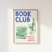 Book Club Print, Digital Art Download, Cute Book Club Decor, Trendy ...