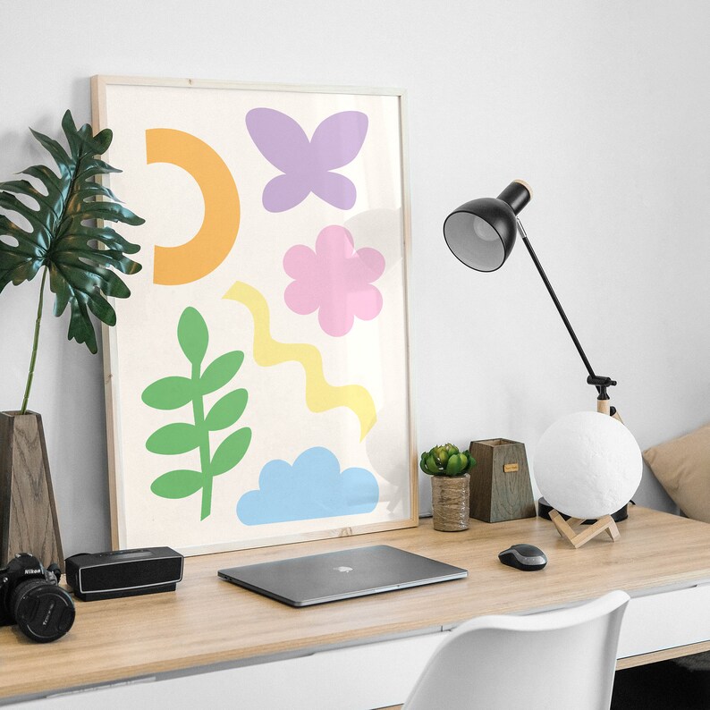 Cute Abstract Shapes Print | Digital Art Download | Colorful Floral ...