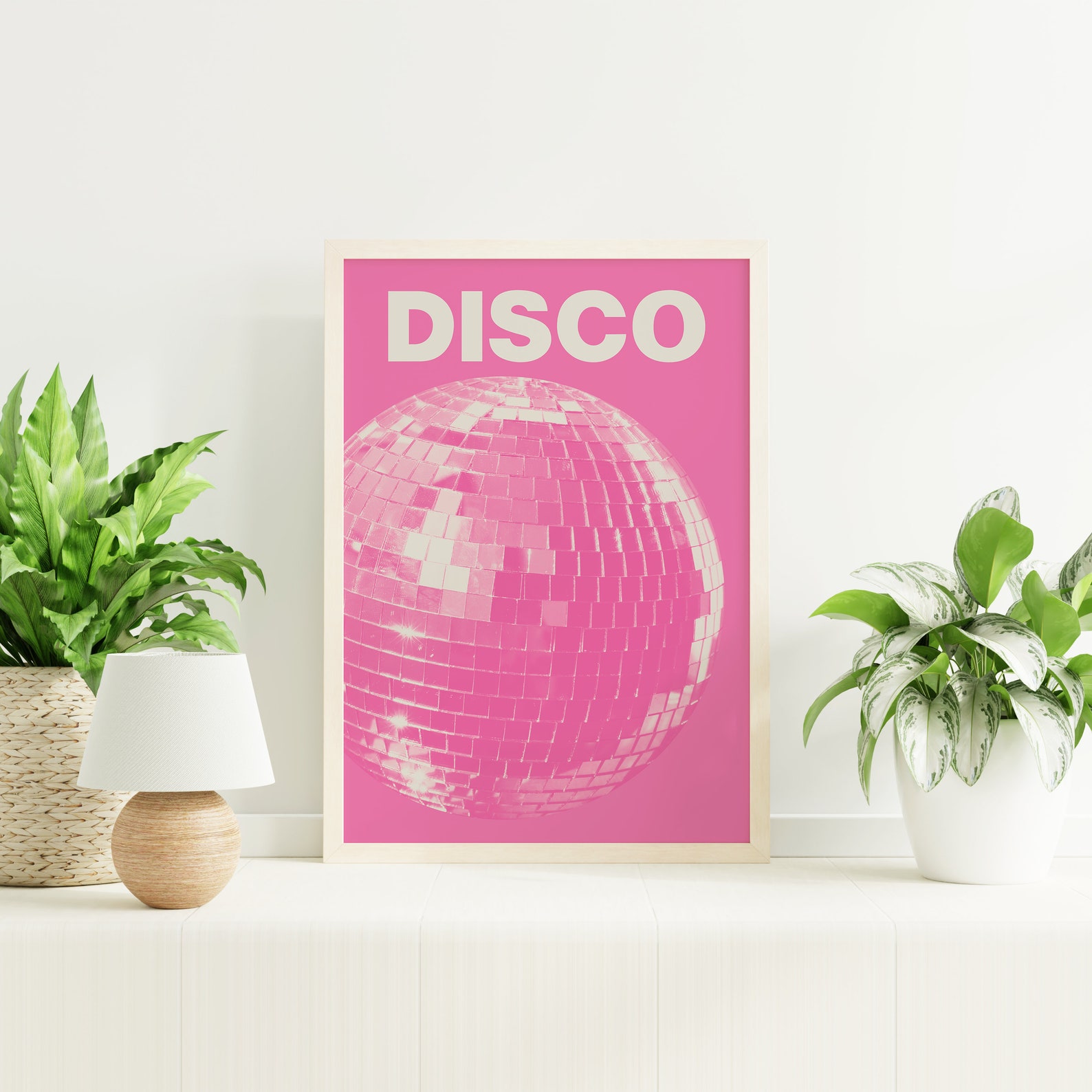 Pink Disco Print Digital Art Download Pink Disco Ball - Etsy