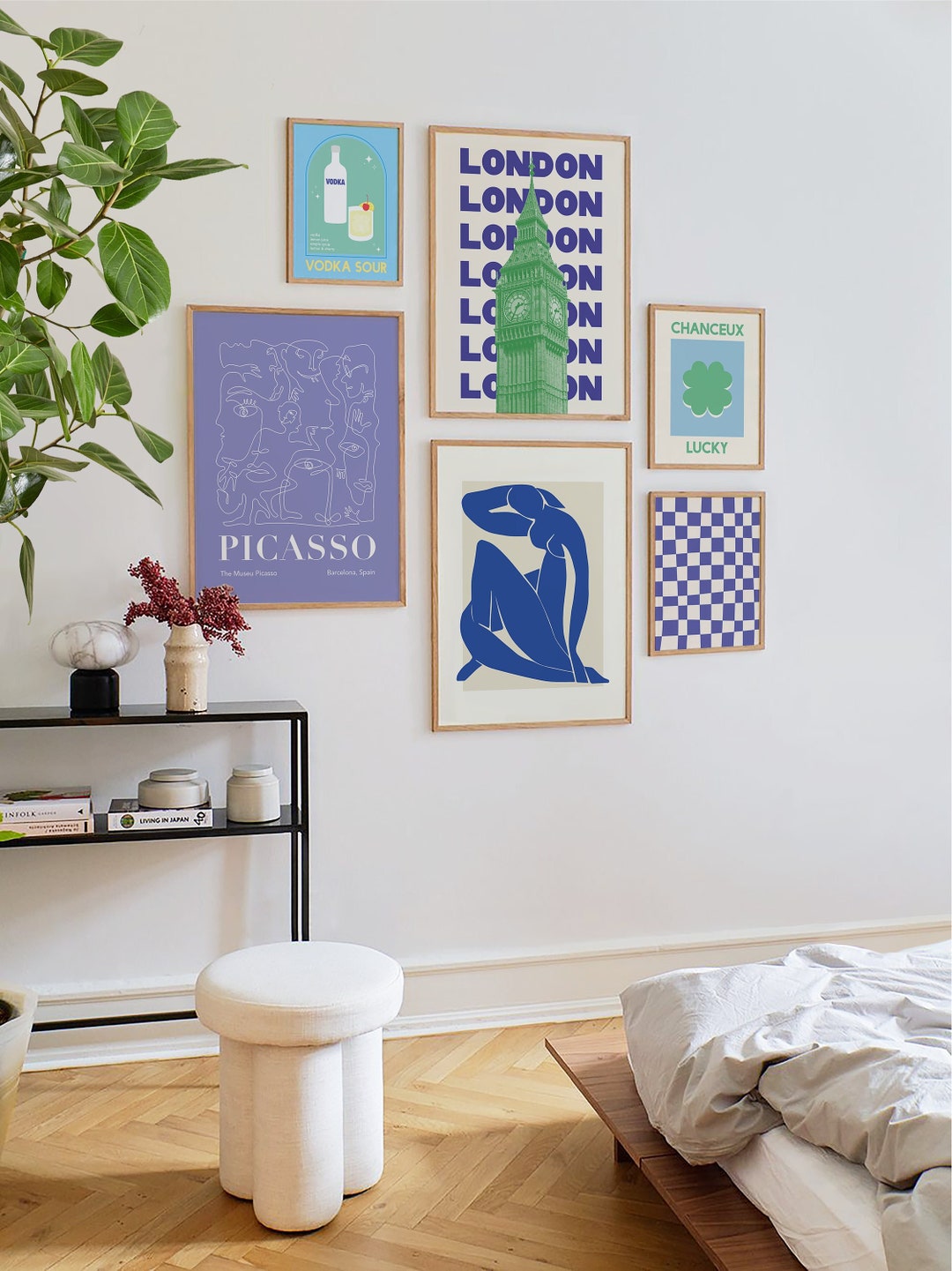 Set of 6 Green and Blue Print Gallery Wall | Digital Art Download ...