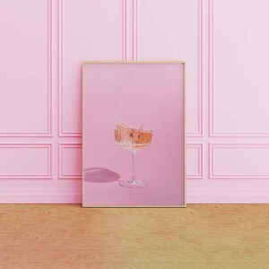 Pink Cocktail Print | Digital Art Download | Cute Pink Bar Car Print ...