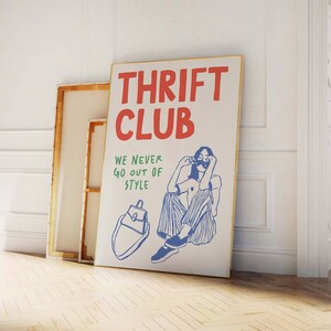 Thrift Club Print | Digital Art Download | Cute Thrifting Decor ...