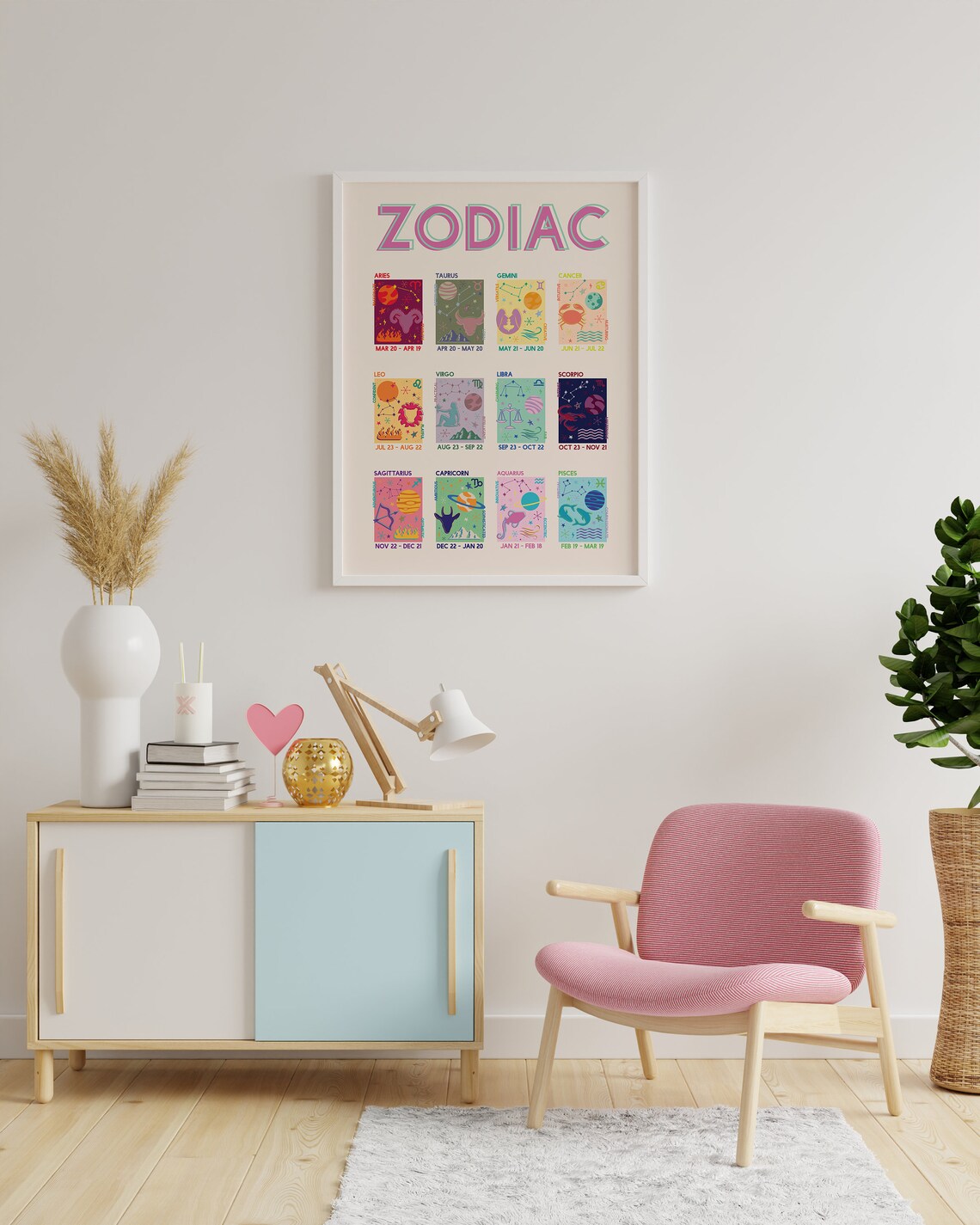 Zodiac Print | Digital Art Download | Trendy Astrology Poster | Cute ...