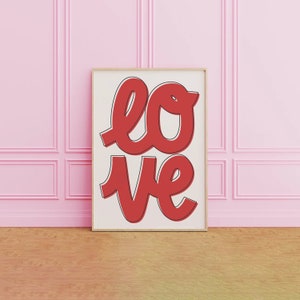 Love Print | Digital Art Download | Valentine's Day Decor | Red Wall ...