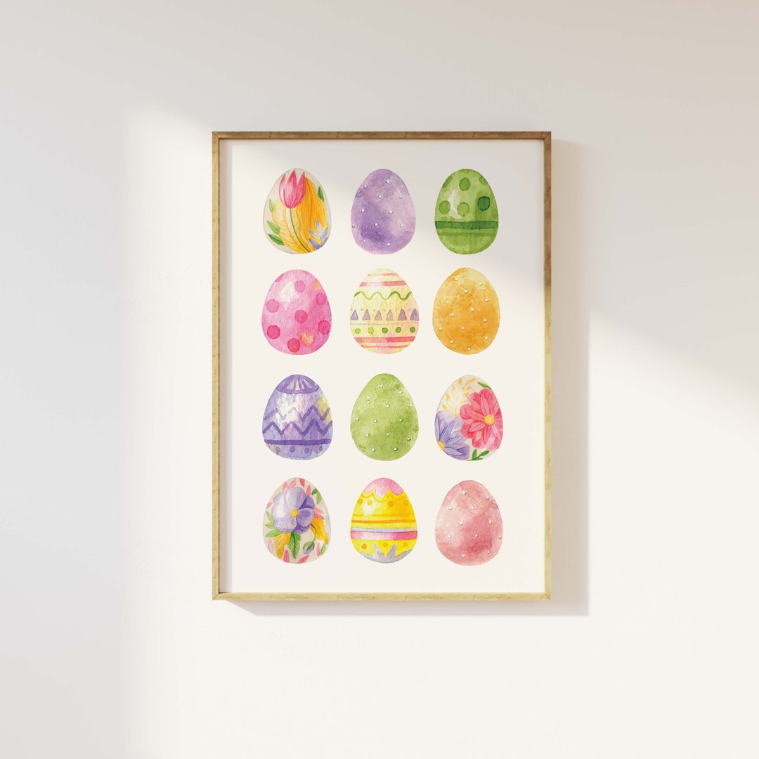 Easter Eggs Print | Digital Art Download | Cute Watercolor Easter Art ...