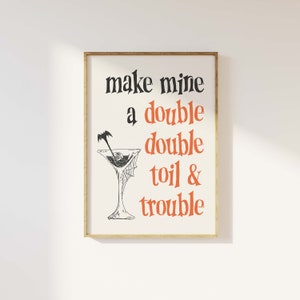 Make Mine A Double Print, Digital Art Download, Halloween Bar Cart ...