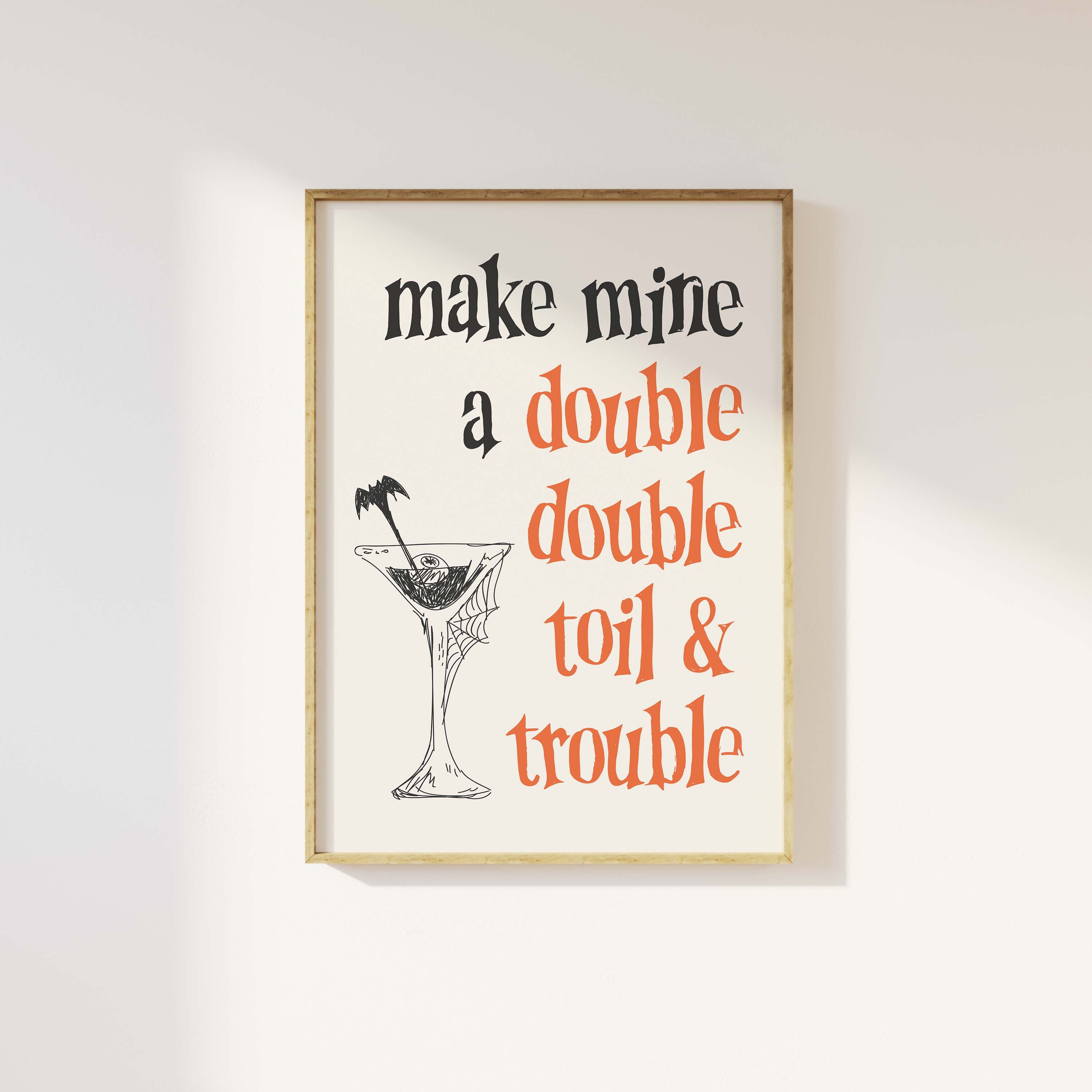 Make Mine A Double Print, Digital Art Download, Halloween Bar Cart ...
