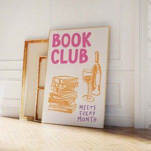 Book Club Print, Digital Art Download, Cute Book Club Decor, Trendy ...