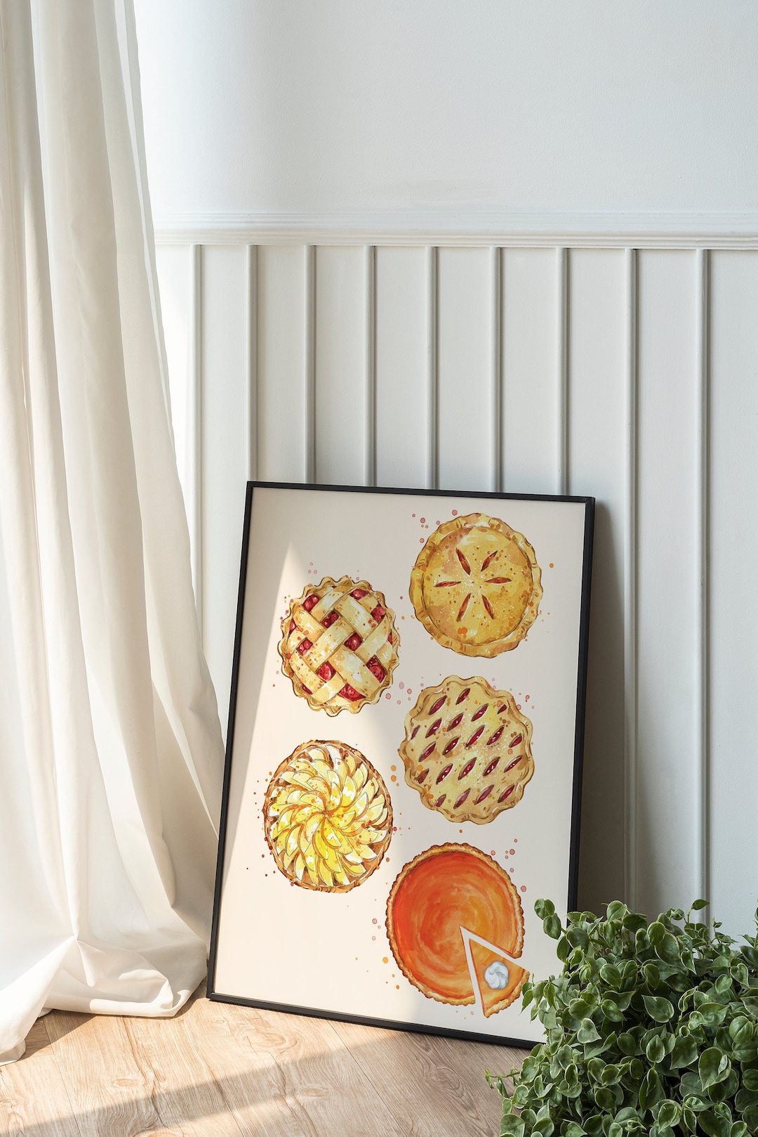 Pies Print | Digital Art Download | Cute Watercolor Autumn Decor ...