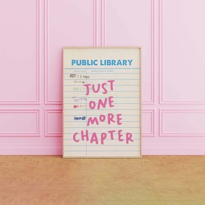 Just One More Chapter Print, Digital Art Download, Cute Book Nook Decor ...