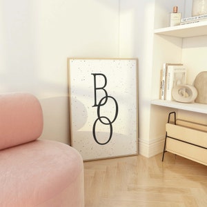 Boo Print | Digital Art Download | Minimal White Halloween Wall Decor ...