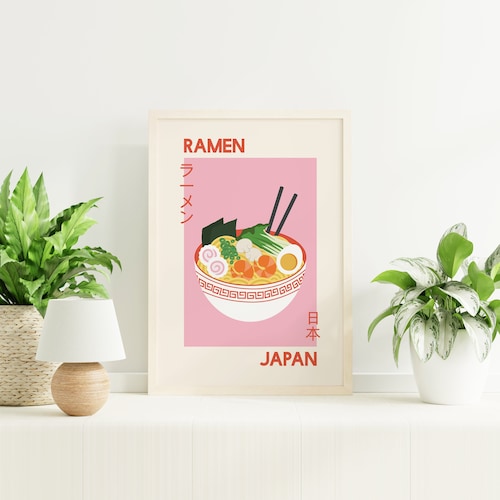 Ramen Print Digital Art Download Pink Kitchen Food Decor - Etsy