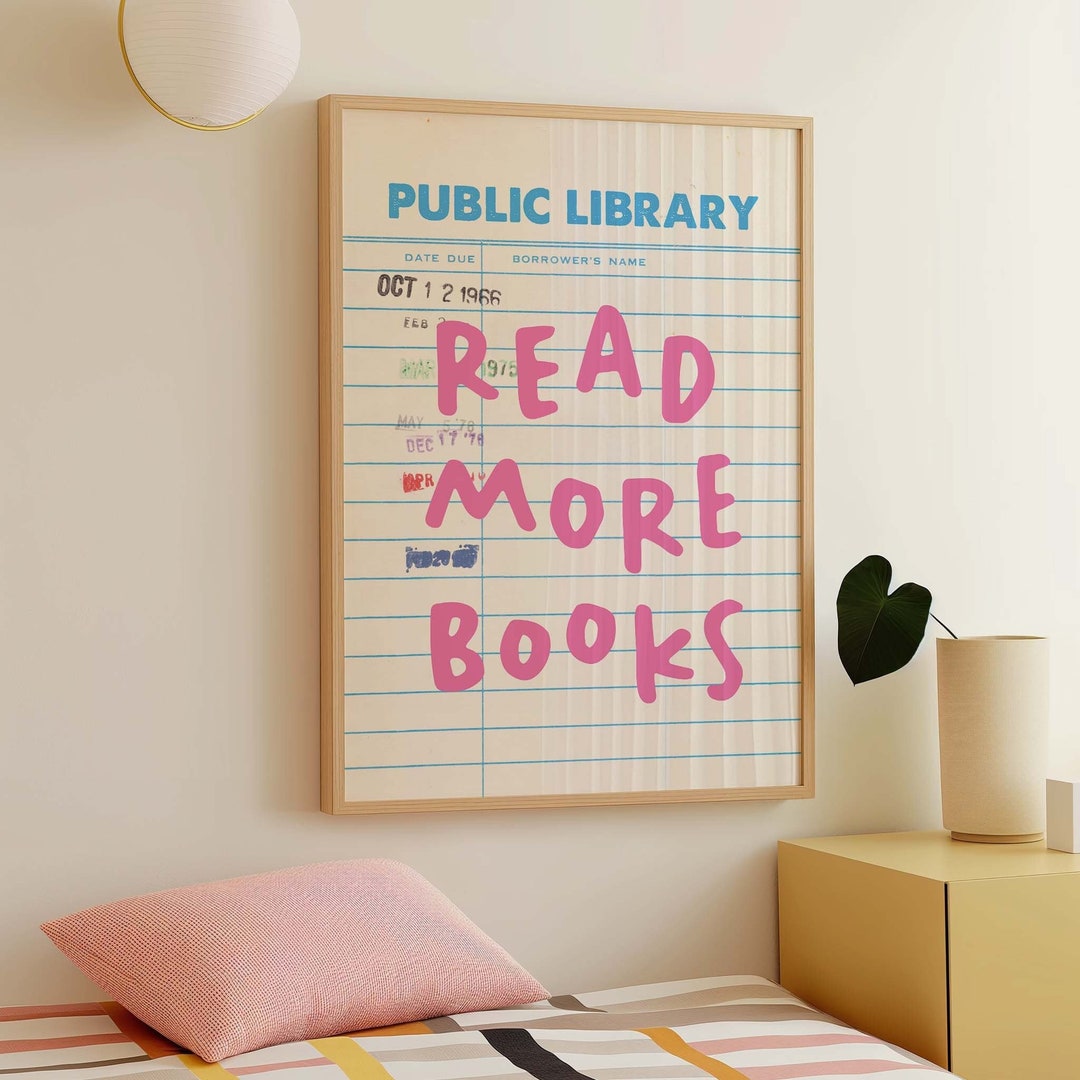 Read More Books Print, Digital Art Download, Cute Library Decor, Trendy ...