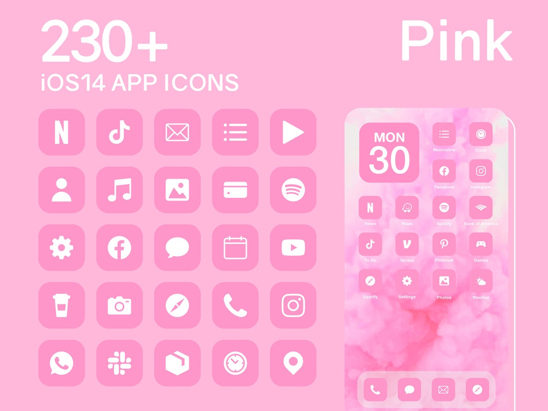 Ios Pink App Icons | 230+ Soft Pink Minimal Ios 14 Modern Icon Pack - Etsy