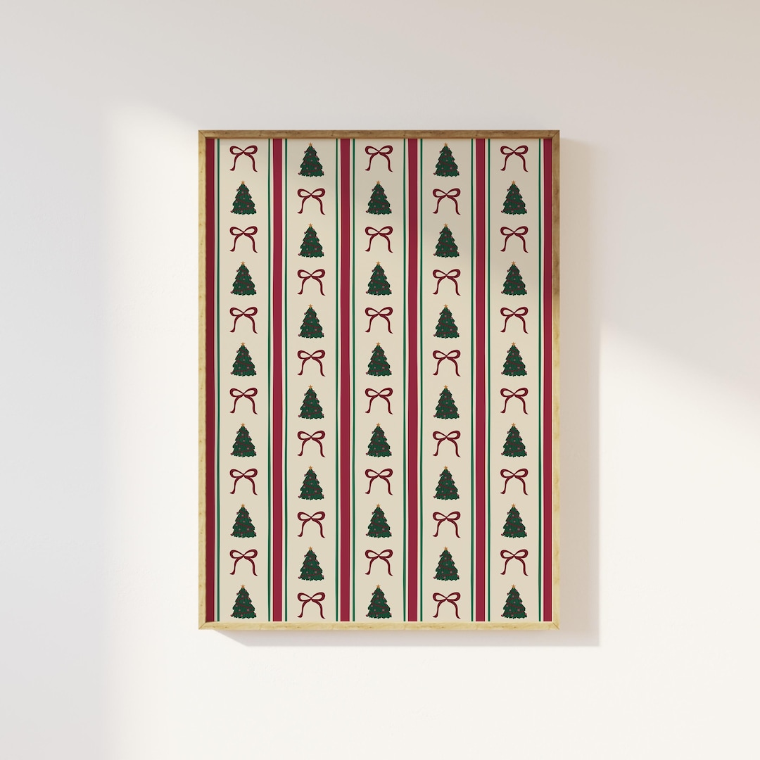 Classic Christmas Pattern Wall Art, Digital Download, Striped Holiday ...