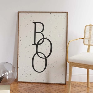 Boo Print | Digital Art Download | Minimal White Halloween Wall Decor ...