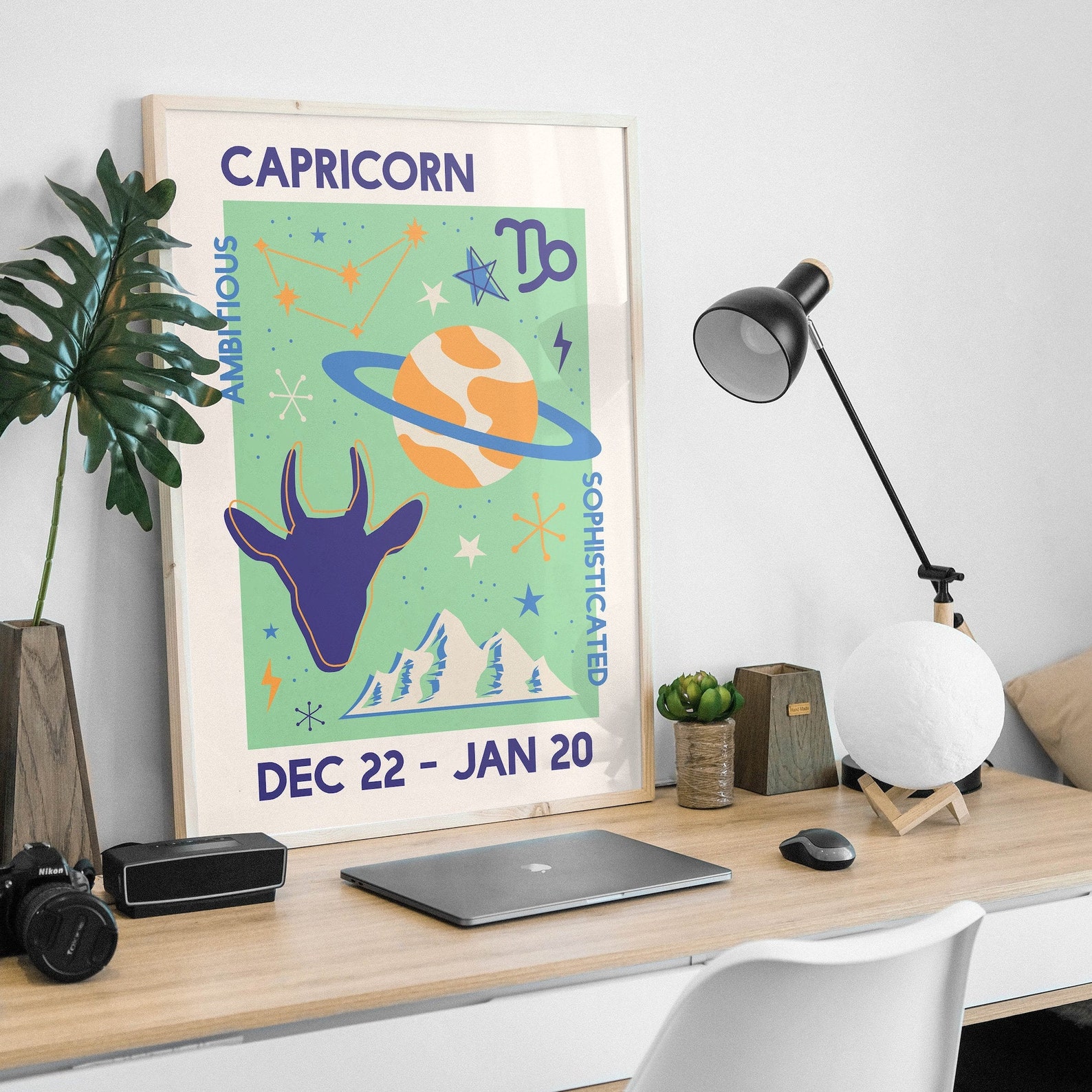 Capricorn Zodiac Print | Digital Art Download | Trendy Astrology Poster ...