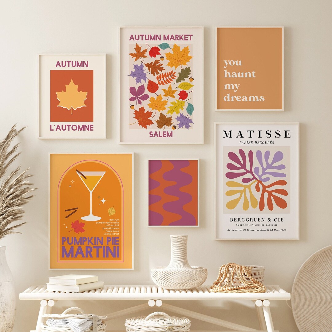 Set of 6 Fall Gallery Wall Prints | Digital Art Download | Colorful ...
