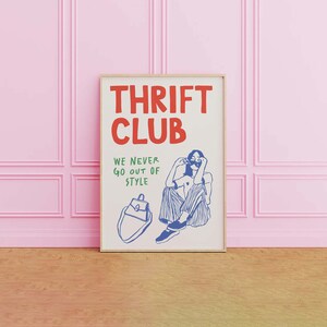 Thrift Club Print | Digital Art Download | Cute Thrifting Decor ...