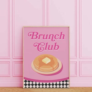 Brunch Club Print | Digital Art Download | Pink Kitchen Food Decor ...