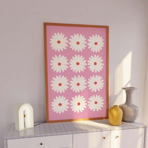 Pink Daisy Print | Digital Art Download | Flower Printable Wall Art ...