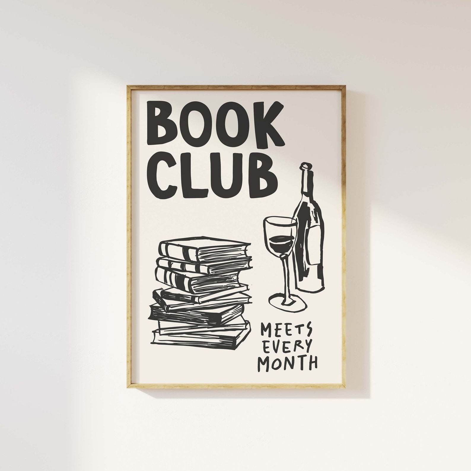 Book Club Print | Digital Art Download | Cute Book Club Decor | Trendy ...