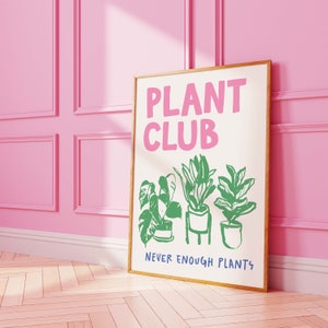 Plant Club Print | Digital Art Download | Cute Plants Decor | Trendy ...