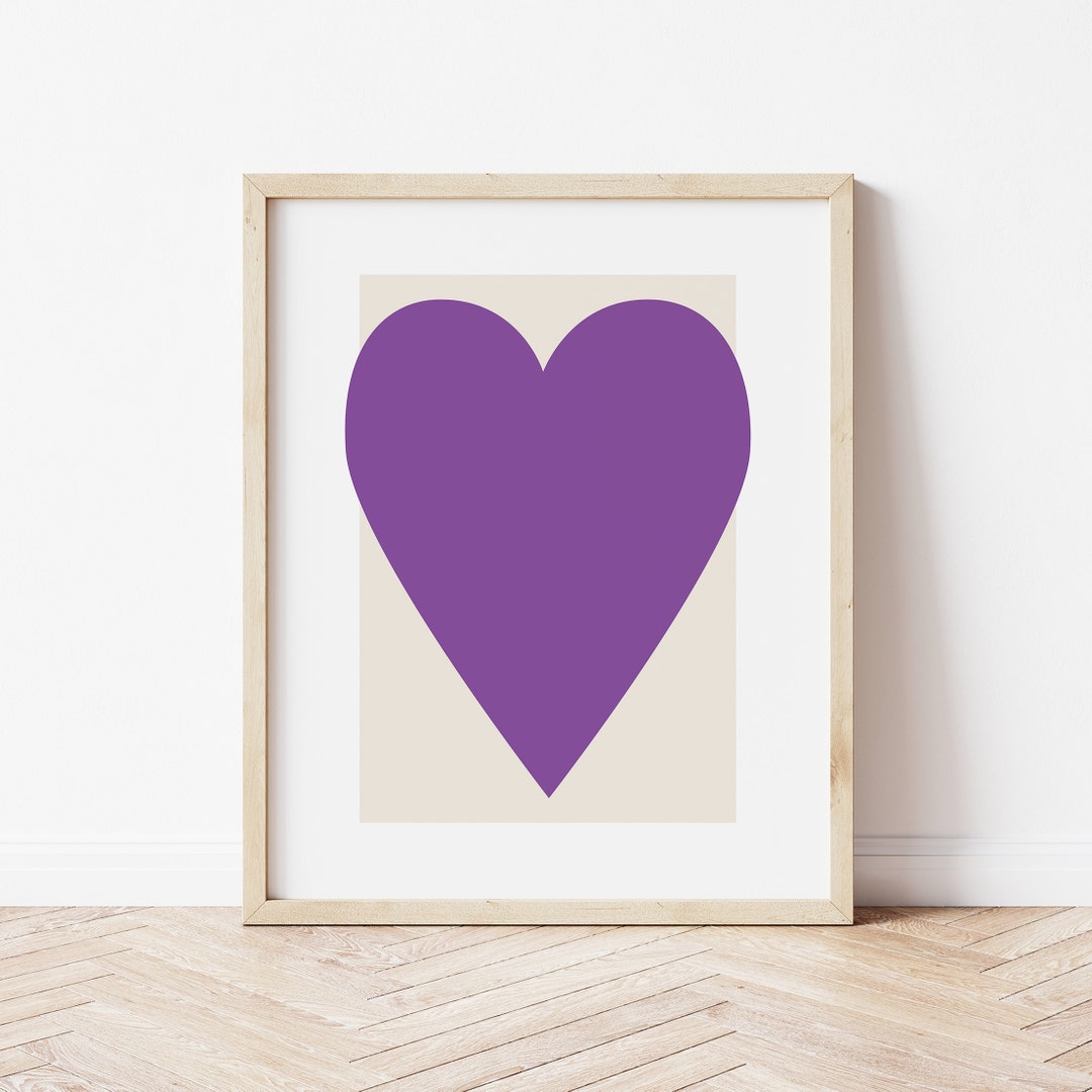 Purple Heart Print | Digital Art Download | Abstract Minimal Heart ...